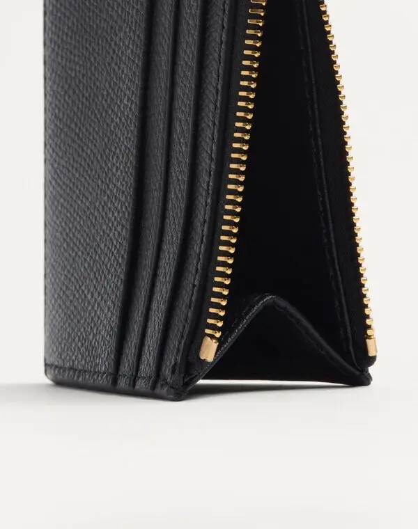 Valentino Garavani Vlogo Signature Zip-up Card Case - Black