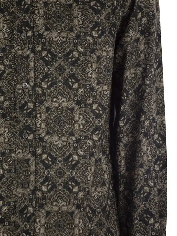 Brunello Cucinelli Patterned Curved Hem Shirt