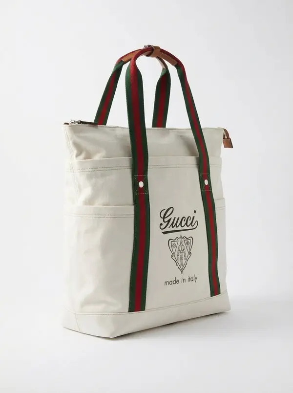 Gucci Large Printed Tote Bag - Off White