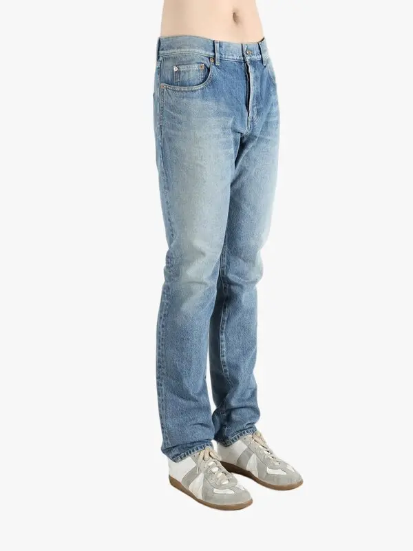 Saint Laurent Logo Patch Straight Leg Jeans - Indigoocean