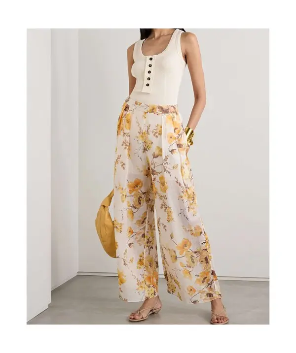 Zimmermann Floral Print Wide-leg Pants