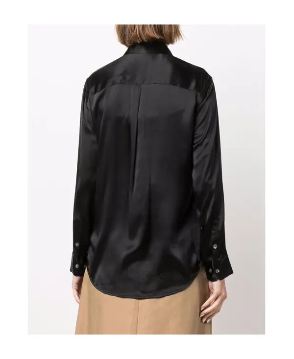 Equipment Signature Silk Shirt With Dual Pockets - Black
