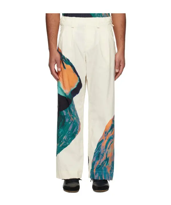 Issey Miyake Homme Plissé Agate Print Pleated Trousers - White