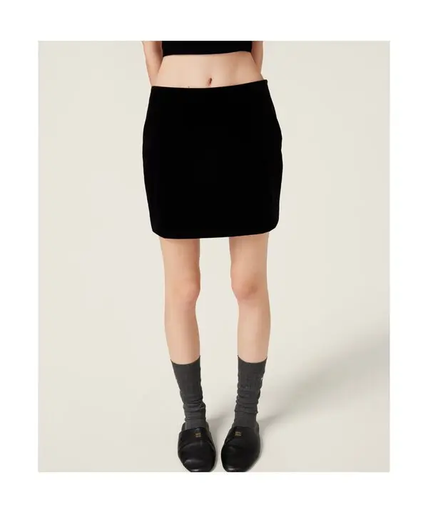 Miu Miu Embroidered Logo Zip-up Mini Skirt