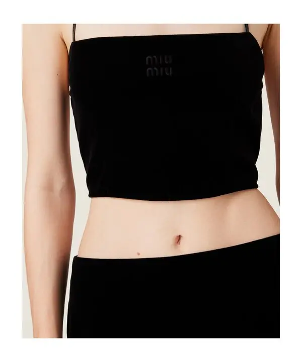 Miu Miu Embroidered Logo Zip-up Mini Skirt