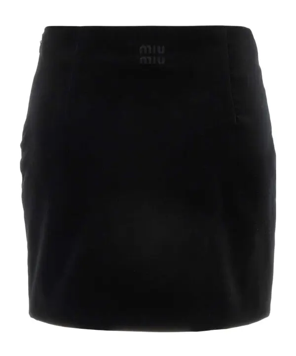 Miu Miu Embroidered Logo Zip-up Mini Skirt - Black