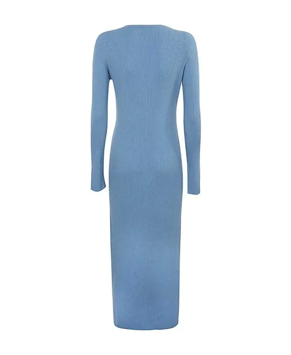 Emporio Armani Ribbed Long Sleeve V-neck Dress