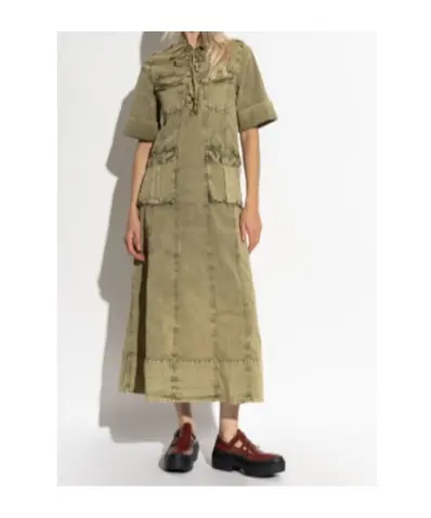 GANNI Washed Cotton Shirt Dress