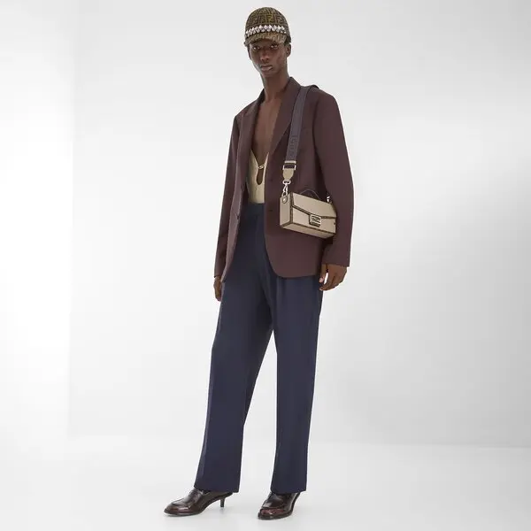Fendi Ff Soft Trunk Baguette - Nude