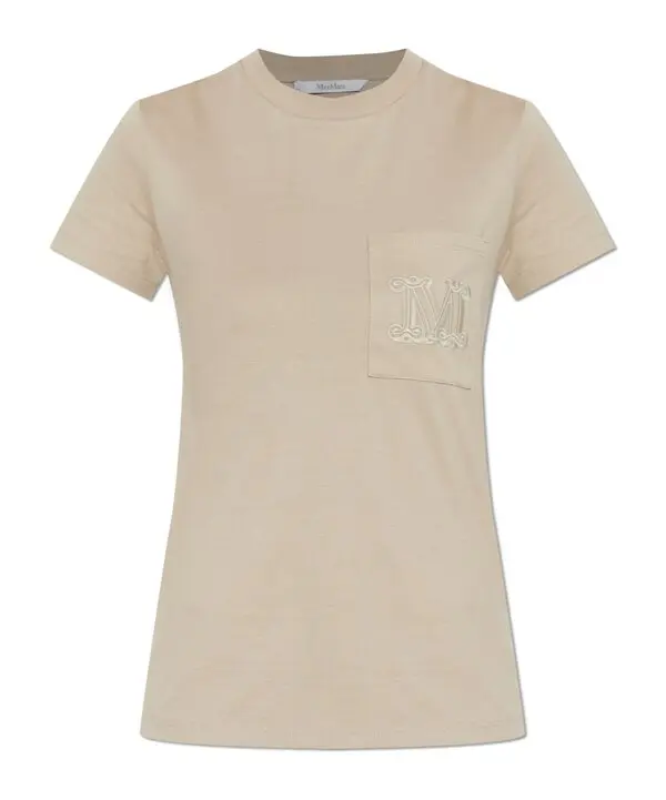 Max Mara Papaia Logo Patch Crewneck T-shirt - Light Brown