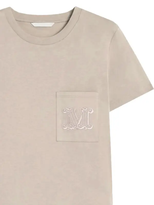 Max Mara Papaia Logo Patch Crewneck T-shirt - Light Brown