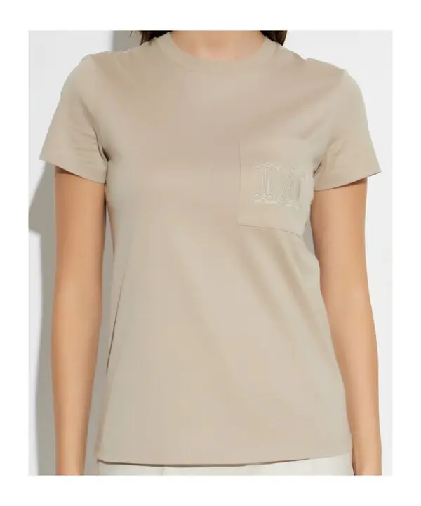 Max Mara Papaia Logo Patch Crewneck T-shirt - Light Brown