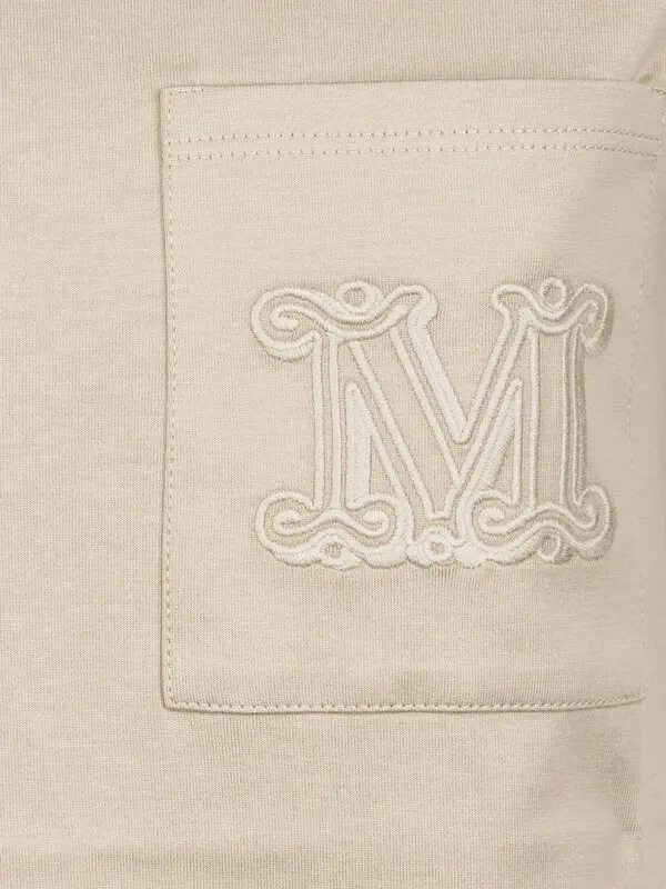Max Mara Papaia Logo Patch Crewneck T-shirt - Light Brown