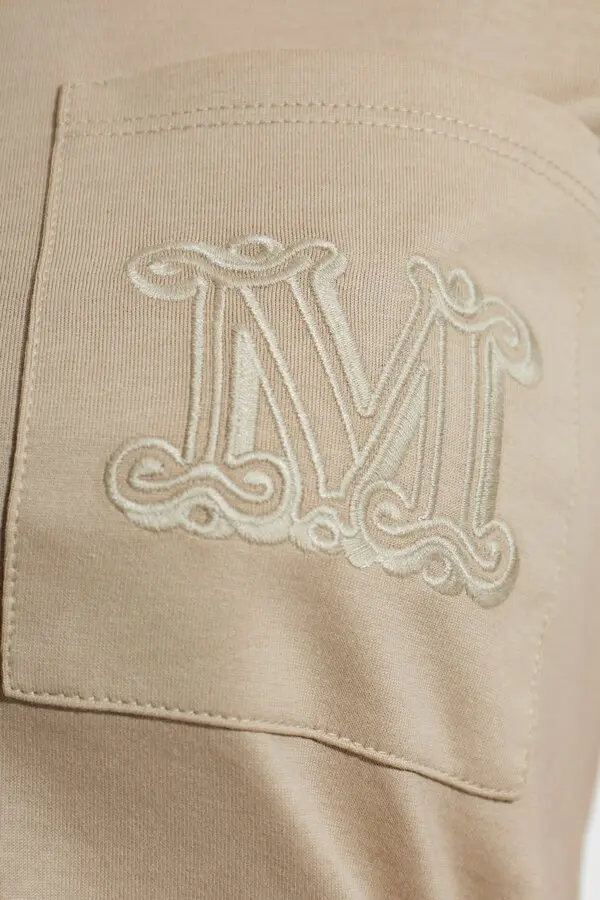 Max Mara Papaia Logo Patch Crewneck T-shirt - Light Brown