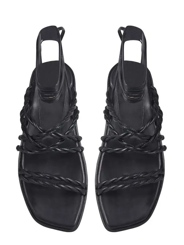 STUART WEITZMAN Braided Strappy Flat Sandals With Tie Fastening