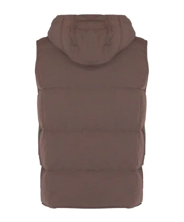 Eleventy Hooded Padded Vest - Brown
