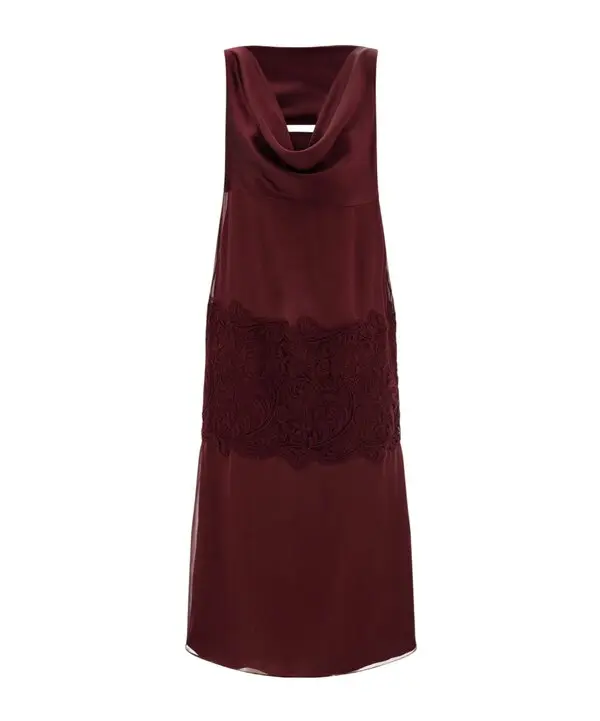 FERRAGAMO Silk Dress With Lace Detail