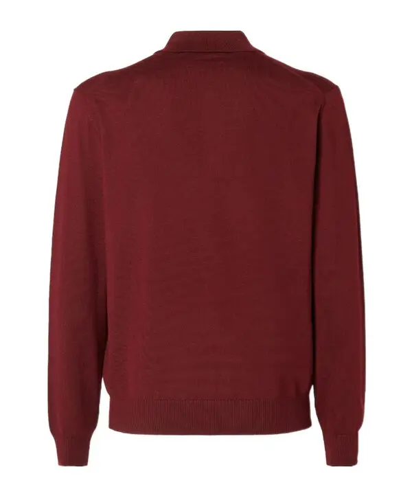 Fendi Ff Plaque Long Sleeved Polo Shirt - Red