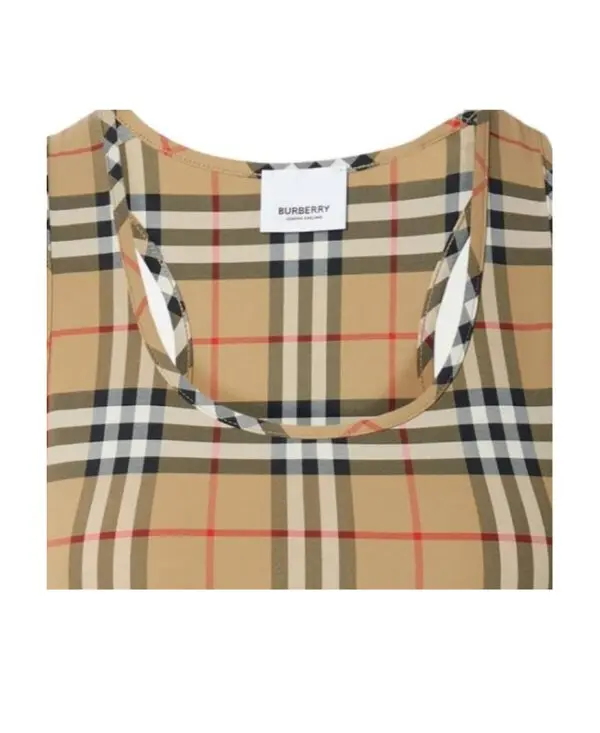 Burberry Logo Detailed Vintage Checked Bra Top - White