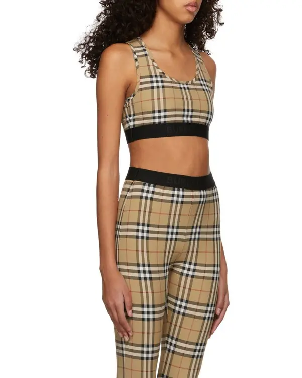 Burberry Logo Detailed Vintage Checked Bra Top - White