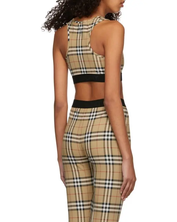 Burberry Logo Detailed Vintage Checked Bra Top - White