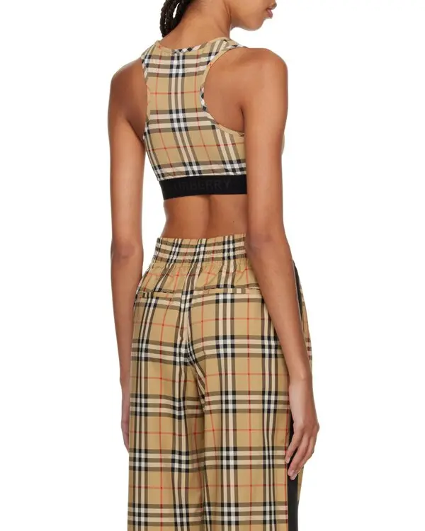 Burberry Logo Detailed Vintage Checked Bra Top - White