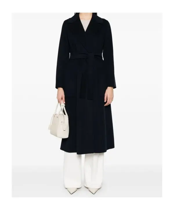 Max Mara Belted Long Sleeved Coat - Black