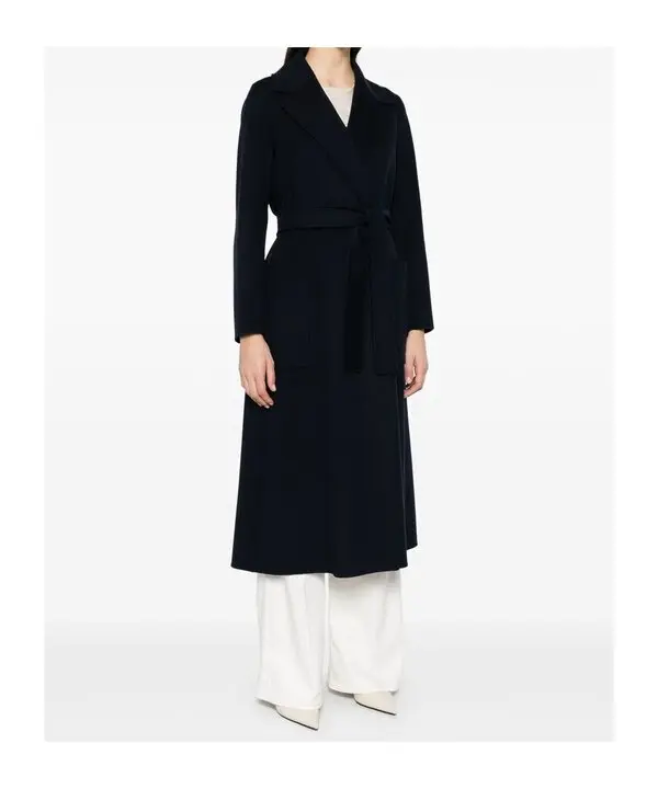 Max Mara Belted Long Sleeved Coat - Black