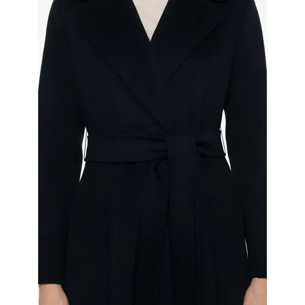 Max Mara Belted Long Sleeved Coat - Black