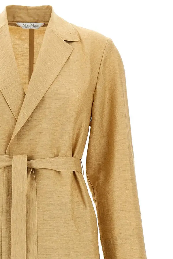 Max Mara Meandro Belted Long Coat - Nude