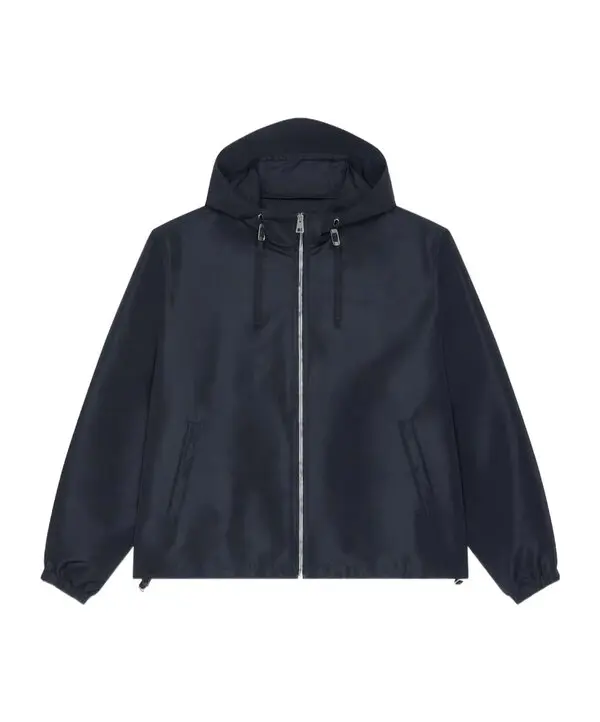 Givenchy Embroidered Zip-up Windbreaker With Hood - Navy