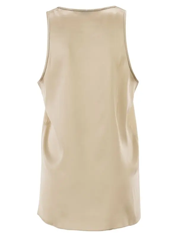 Brunello Cucinelli Side Slit Satin Blouse