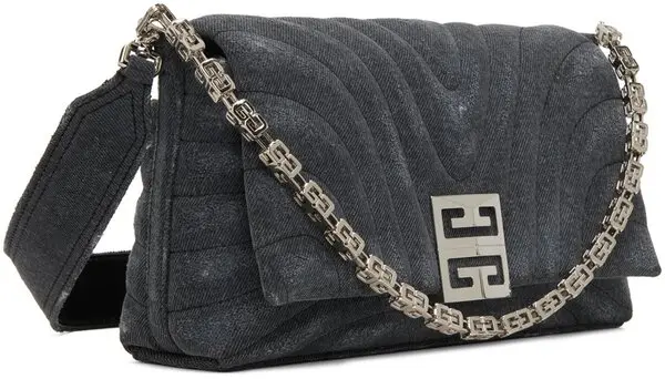 Givenchy 4g Plaque Quilted Denim Small Shoulder Bag