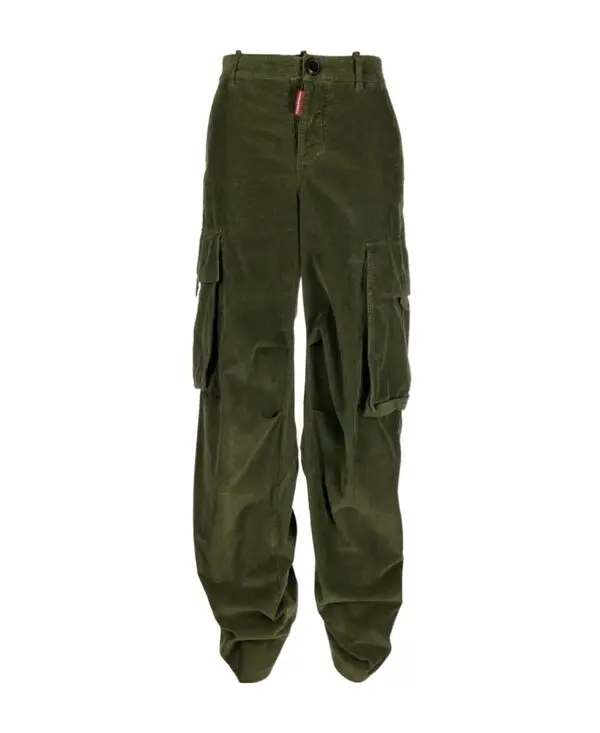 Dsquared2 Gathered-detail Corduroy Trousers - Green