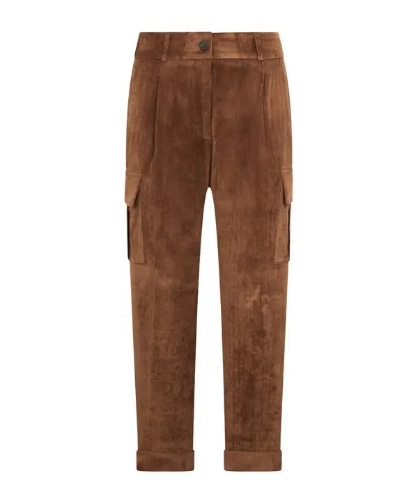 Peserico Cropped Corduroy Cargo Pants - Brown