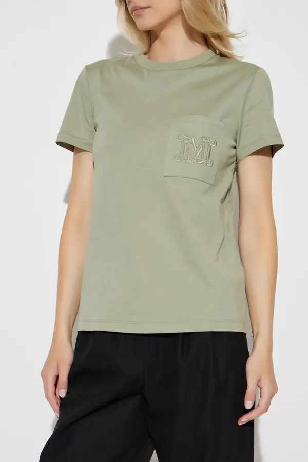 Max Mara Papaia Embroidered Logo Crewneck T-shirt - Green