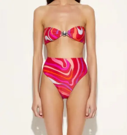 Emilio Pucci Marmo Print Strapless Bikini Top - Red