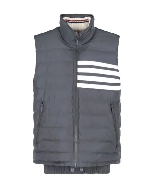 Thom Browne Down-filled Ski Vest With Four-bar Detail - Medium Gray
