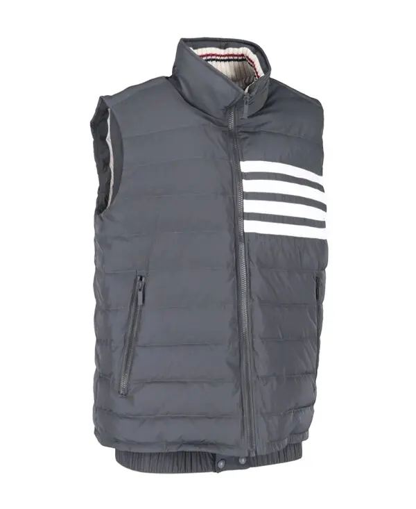 Thom Browne Down-filled Ski Vest With Four-bar Detail - Medium Gray