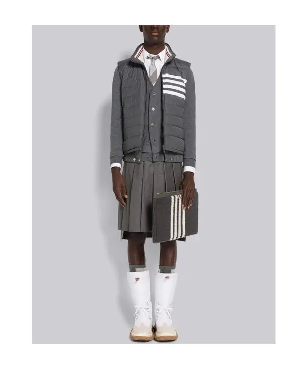 Thom Browne Down-filled Ski Vest With Four-bar Detail - Medium Gray