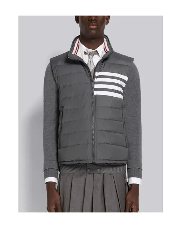 Thom Browne Down-filled Ski Vest With Four-bar Detail - Medium Gray