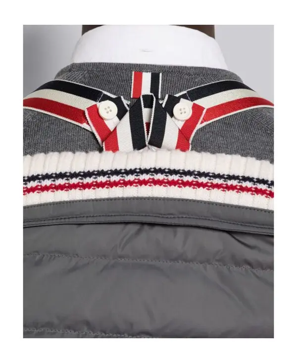 Thom Browne Down-filled Ski Vest With Four-bar Detail - Medium Gray