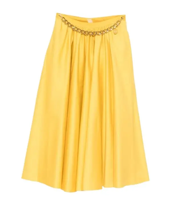 Elisabetta Franchi Midi Skirt With Chain Detail - Yellow