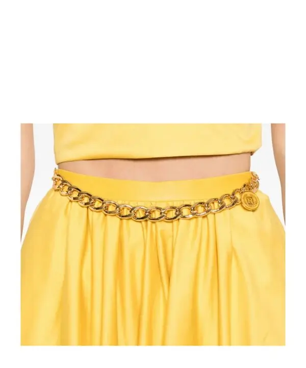 Elisabetta Franchi Midi Skirt With Chain Detail - Yellow