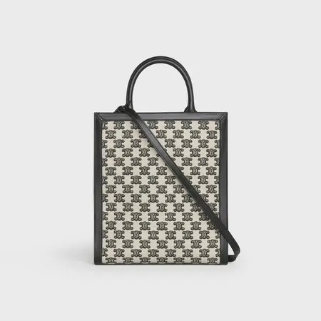 Celine Small Vertical Cabas Textile With Triomphe Embroidery