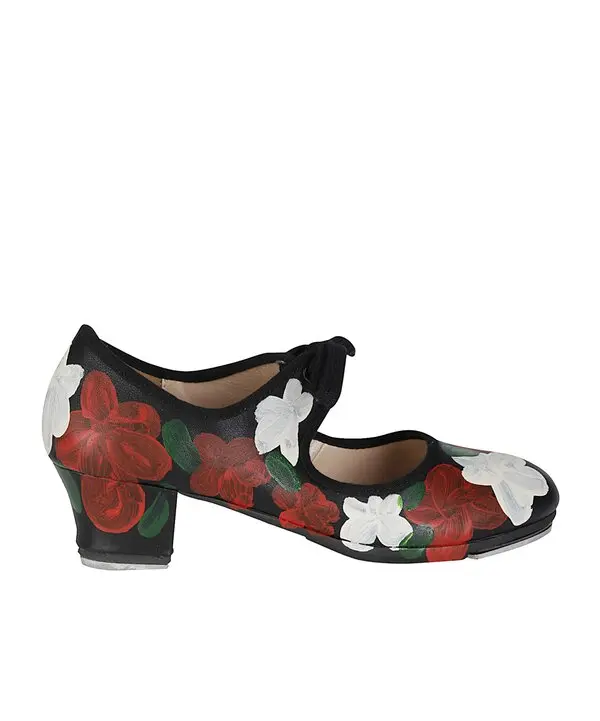 Comme Des Garçons Floral Lace-up Flat Pumps - Multicolor
