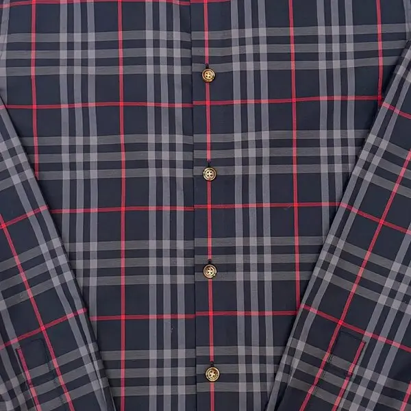Burberry Slim Fit Check Stretch Cotton Shirt - Black