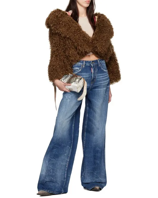 Dsquared2 Distressed Wide-leg Denim Jeans - Blue