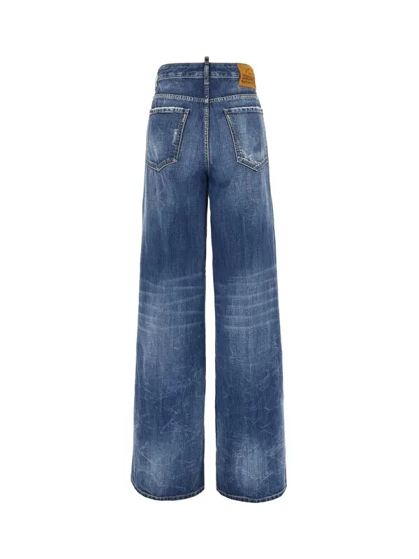 Dsquared2 Distressed Wide-leg Denim Jeans