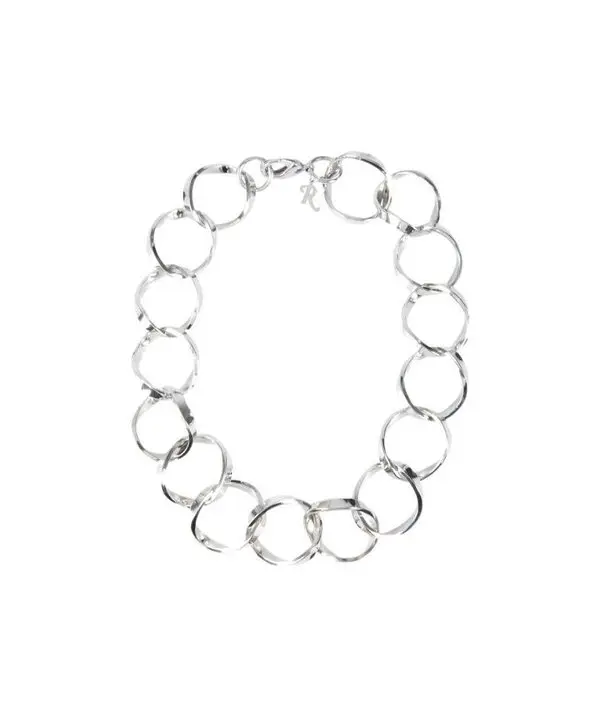 Raf Simons Silver Interlinked Rings Necklace - White